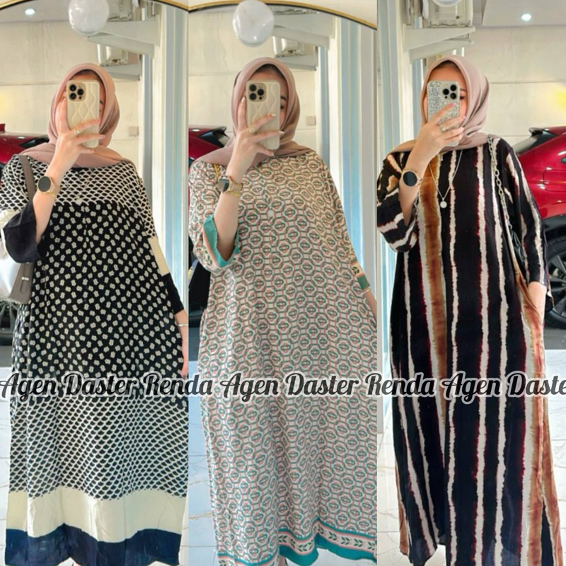 Jual Daster Gamis Rayon Motif Kekinian Panjang Semata Kaki Lengan 3/4 Busui Friendly | Shopee ...