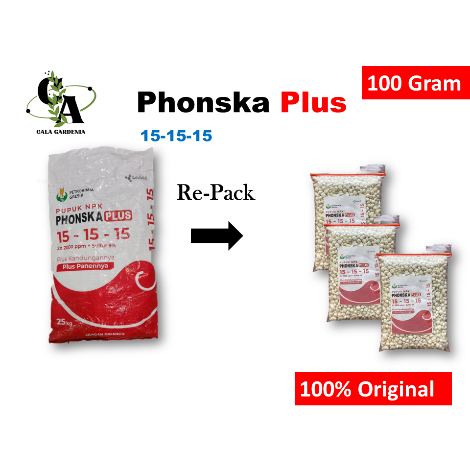Jual PUPUK NPK PHONSKA PLUS 15 15 15 REPACK 100 GRAM ORIGINAL PENYUBUR ...