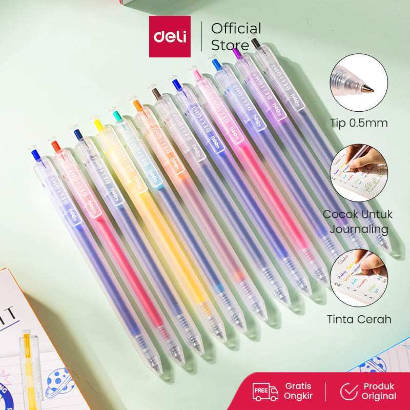 Jual Deli Gel Pen / Pulpen Gel 0.5 mm Berbagai Macam Warna EG118 ...