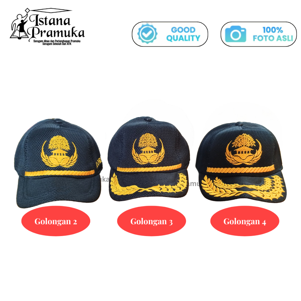 Jual (PASTI READY) Topi Korpri Premium ASN Warna Hitam Terbaru golongan ...