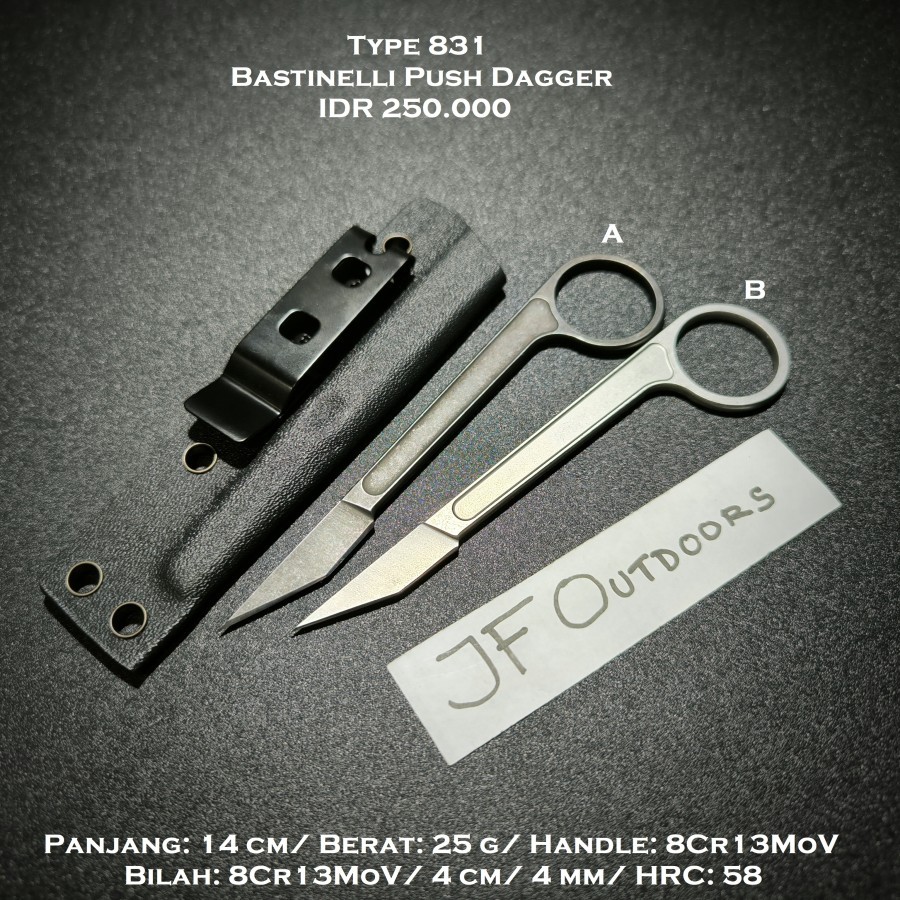 Jual Pisau EDC Bastinelli Style Push Dagger Neck Knife with Kydex ...