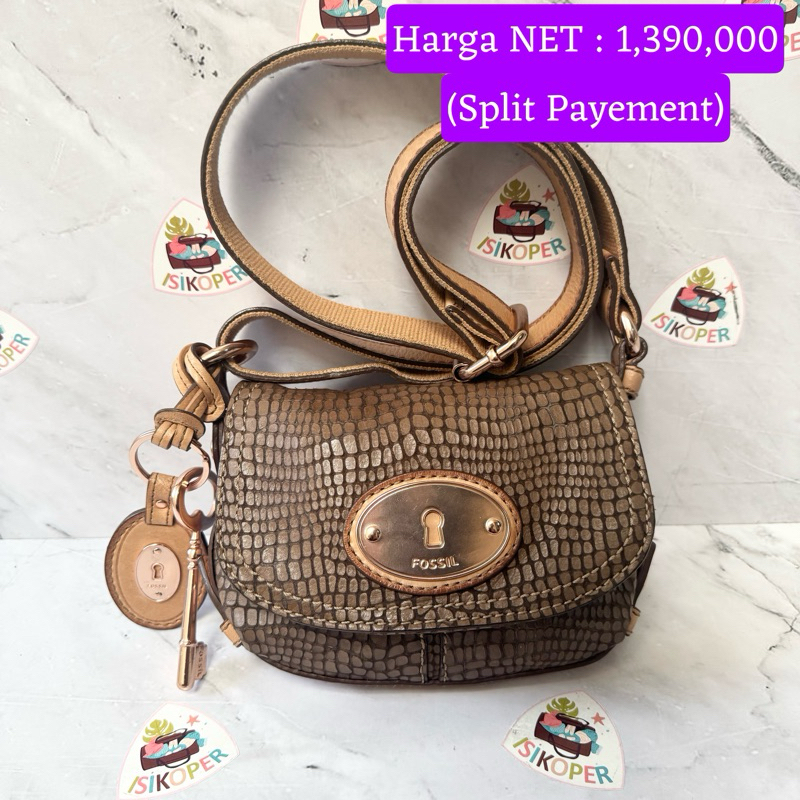Jual 024 NET-Preloved Fossil Maddox Mini Crossbody Snake Skin Embossed ...