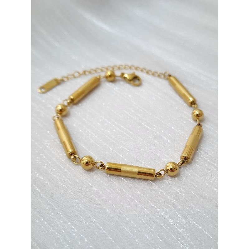 Jual Gelang Tangan Anti Karat Emas Gold Titanium Model Bambu Boba Jedar ...