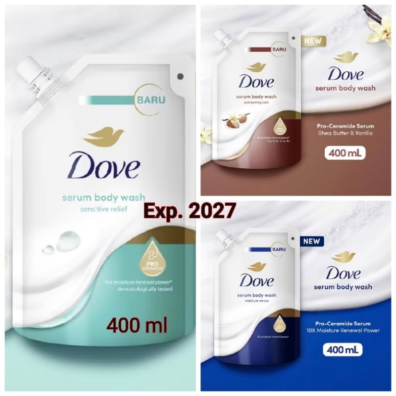 Jual Dove Serum Bodywash Moisture Renew, Sensitive Relief, Pampering ...
