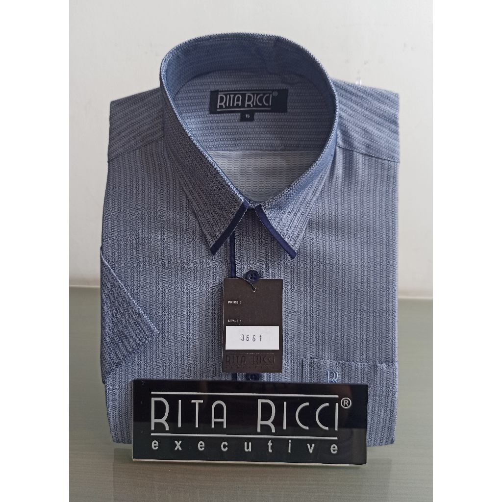 Jual Kemeja Pria Rita Ricci Reguler Motif garis warna biru list navy ...