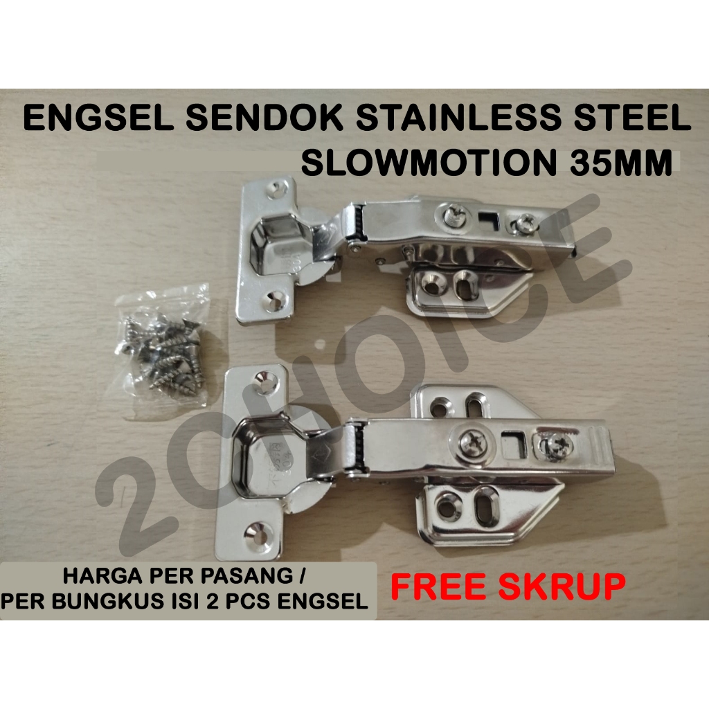 Jual (1 pasang) Engsel Lemari Stainless Steel Slow Motion / Engsel ...