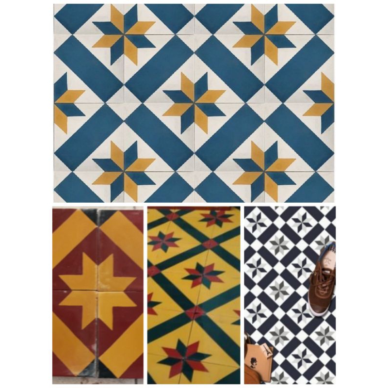 Jual Tegel Motif Bintang Retro 20x20cm Ubin Lantai Jadul Gaya Modern ...