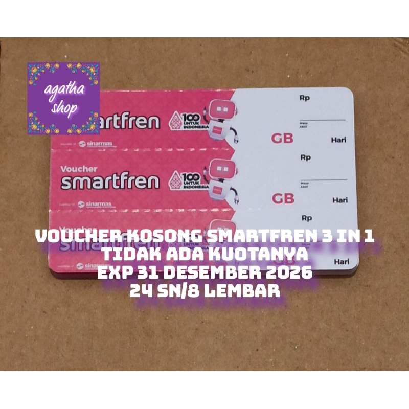 Jual VOUCHER KOSONG SMARTFREN PER 24 SN/8 LEMBAR MODEL 3 IN 1 | Shopee ...