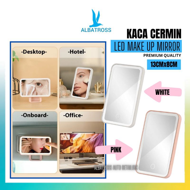 Jual LED Makeup Mirror / ALBATROSS Cermin Sun Visor Make Up Mobil / LED ...