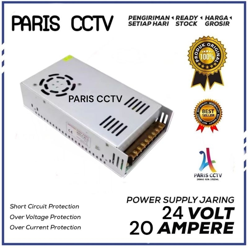 Jual Switching Power Supply PSU 24V 20A High Quality, 24 Volt 20 Ampere Cooling Fan Jaring ...