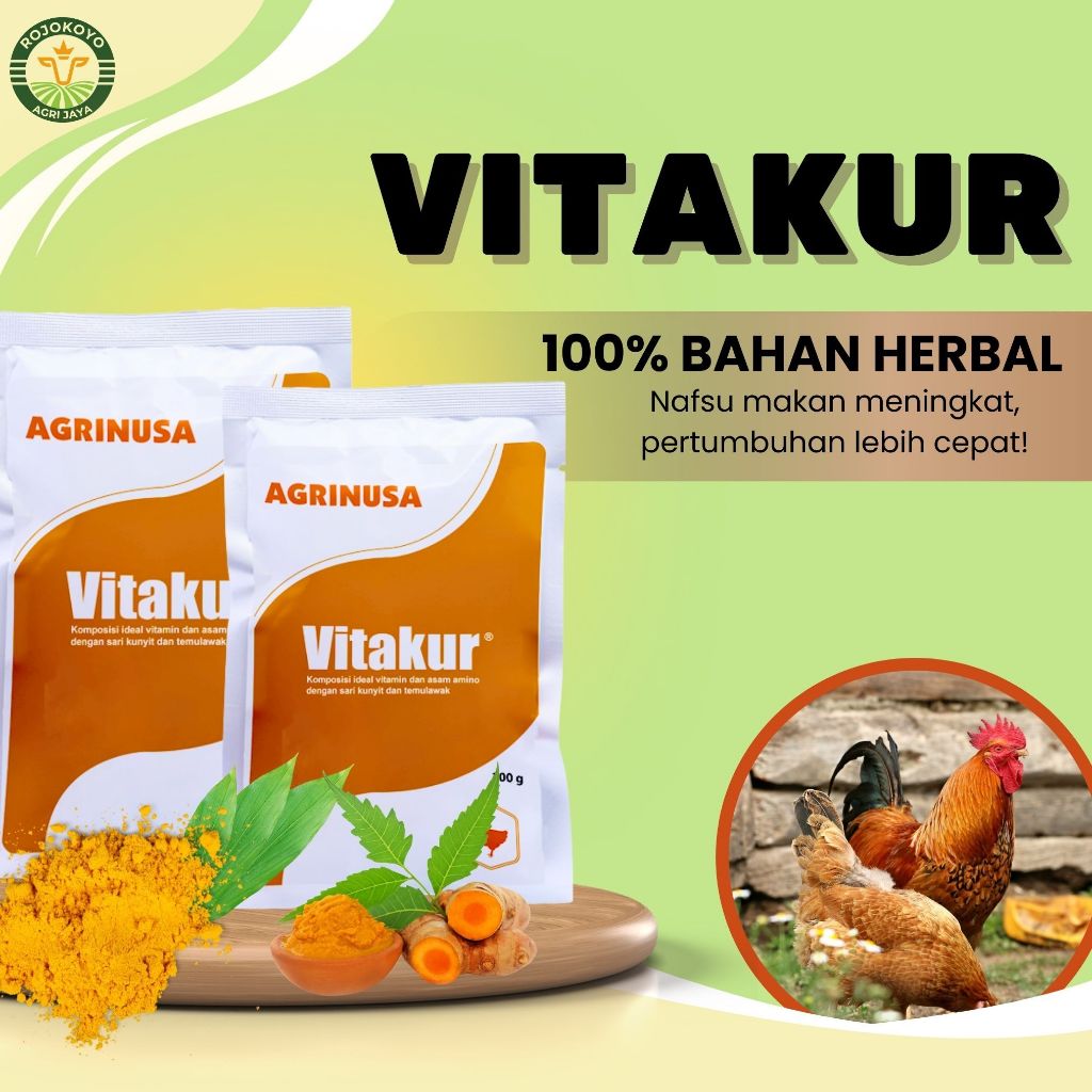 Jual Vitakur Agrinusa – Multivitamin Herbal Unggas dengan Kunyit ...