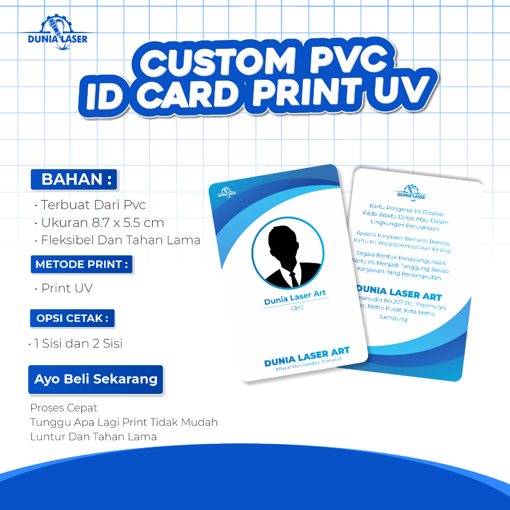Jual Cetak ID Card Print UV / Plastic PVC / Kartu Member / ID Card Karyawan. | Shopee Indonesia