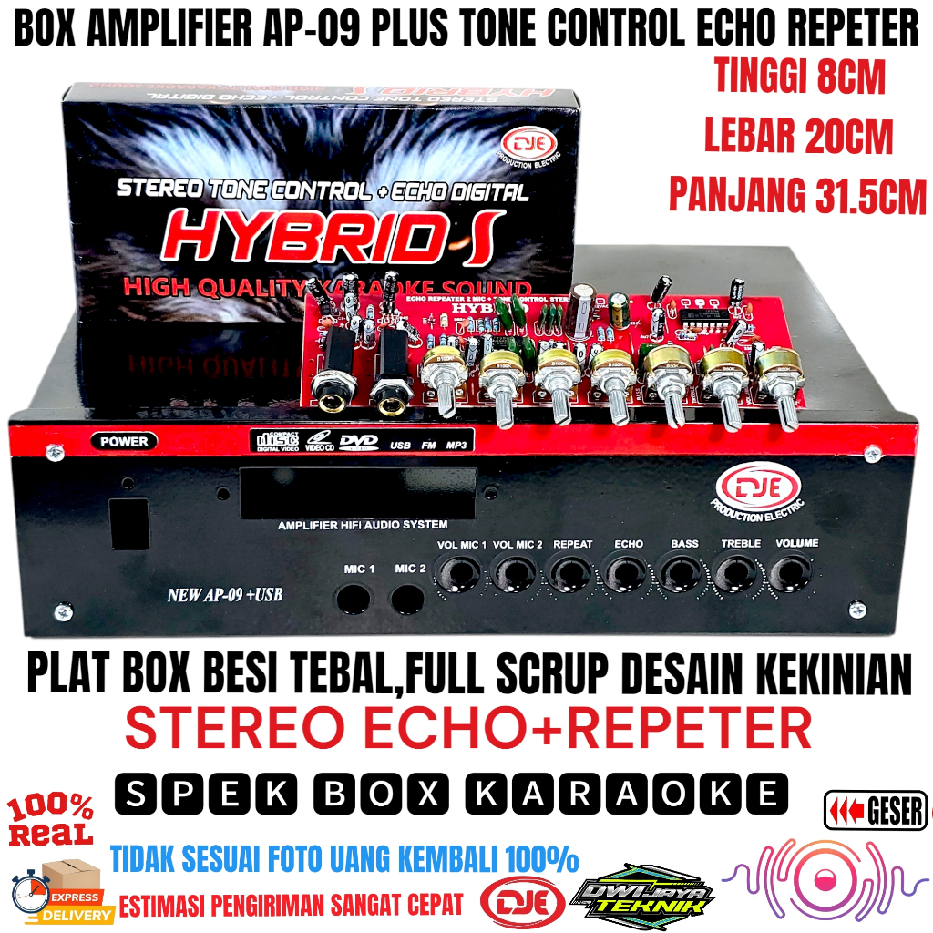 Jual Box Amplifier Nuw AP-09 Plus Tone Control Stereo Hybris ECHO ...