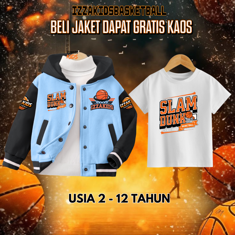 Jual JAKET ANAK LAKI LAKI - PEREMPUAN BASKETBALL IZZAKIDS LOGO USIA 2 ...