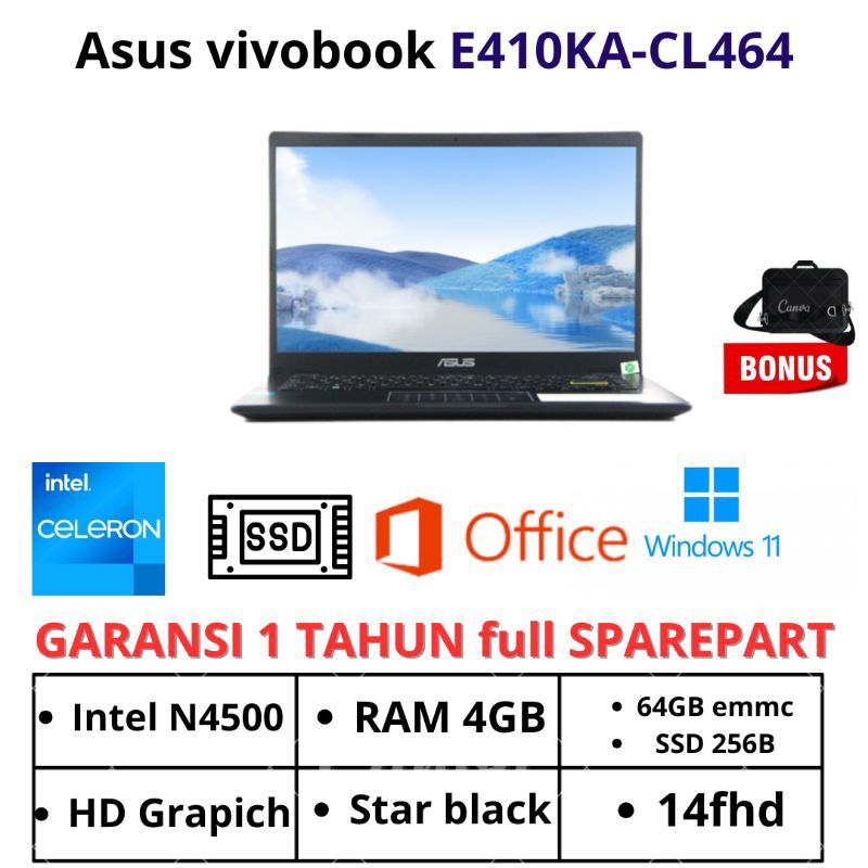 Jual Asus E410KA-CL464 Intel N4500 4GB RAM 256GB SSD and Windows 11 ...