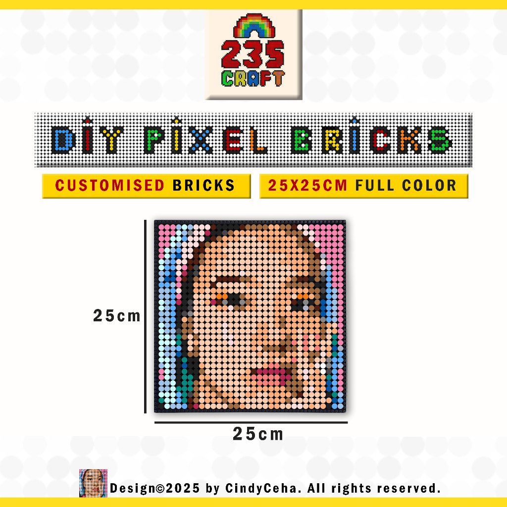Jual 235Craft Custom DIY Bricks 25x25cm by CindyCeha Premium Mosaic Pixel Art Build By Number ...
