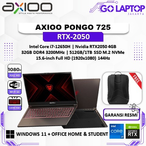 Jual Axioo Pongo 725 Intel Core i7-12650H RTX2050 4GB 16GB 512GB SSD 15 ...