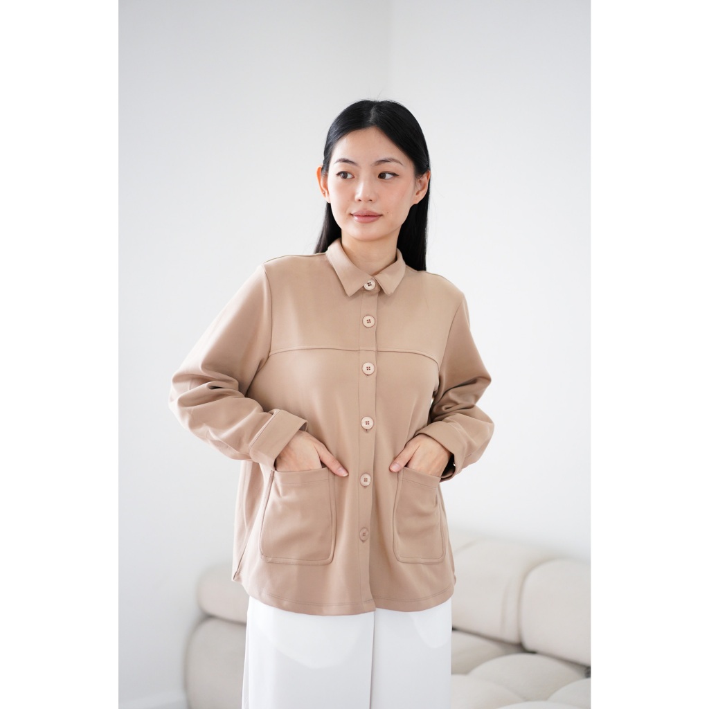 Jual COME Arden Jacket 116 Almond - Jaket Outer Luaran Scuba Wanita Kasual Office Work Wear ...
