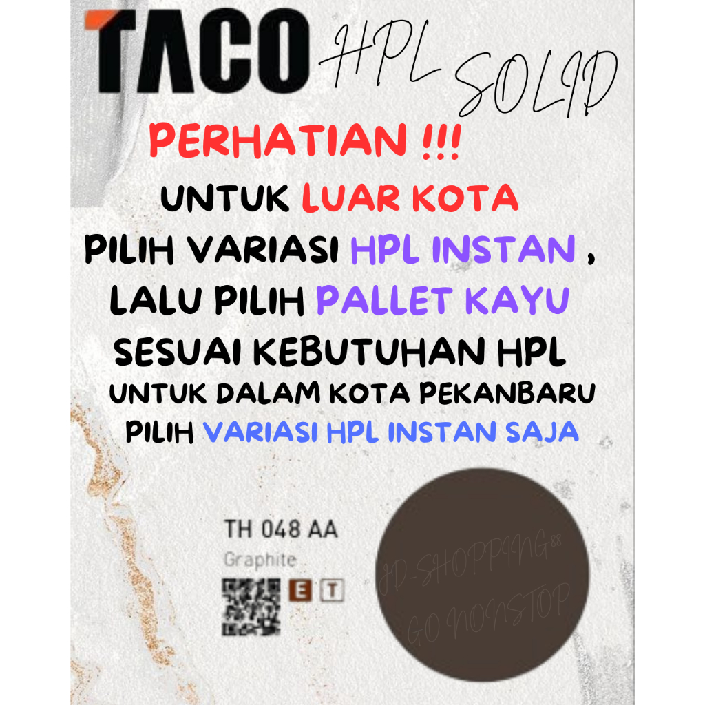 Jual (LUAR KOTA WAJIB PALLET KAYU) HPL TACO SOLID TH 048 AA | Shopee ...