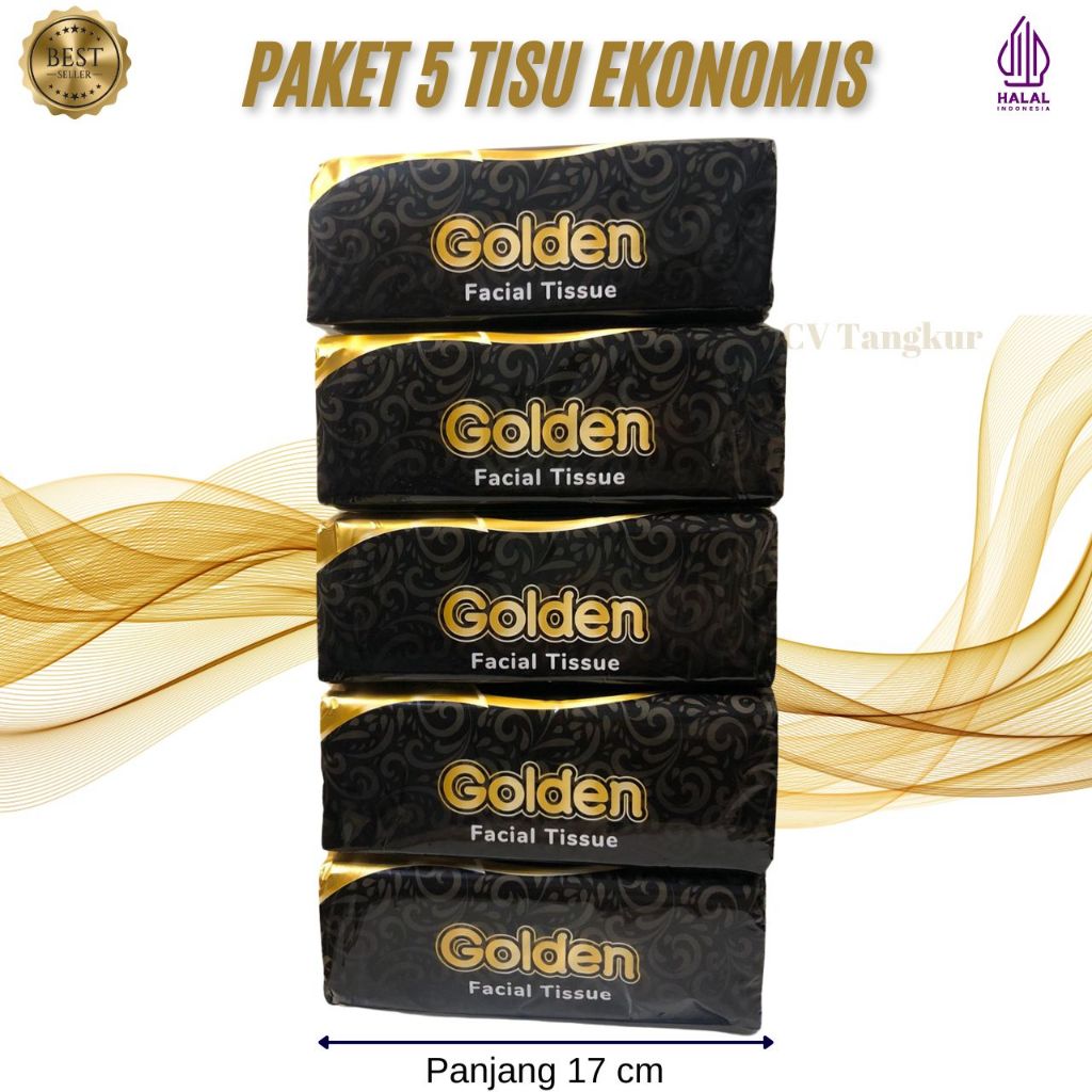 Jual [5 PACK] Tissue Golden Tisu Facial Tissu Murah 180 helai KEMASAN ...