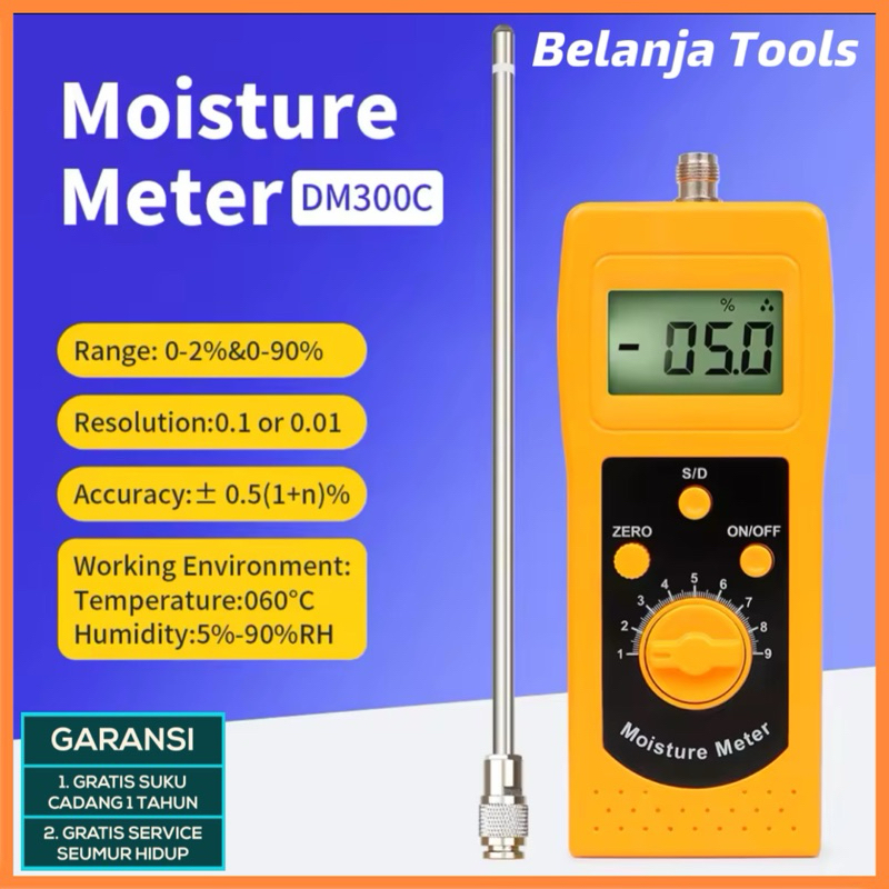 Jual Chemical Moisture Meter DM300C Powder Soil Silver Sand MC Tester ...