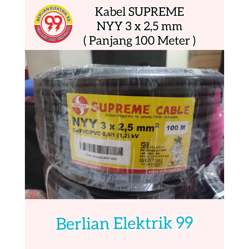 Jual kabel supreme nyy 3x2,5mm hitam tunggal (1roll 100meter)/SUPREME ...