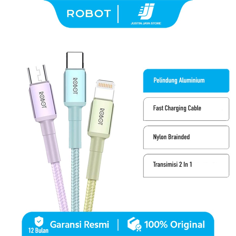Jual Kabel Data Type C Micro USB Lighting Robot RSC100/RSM100/RSL100 3A ...