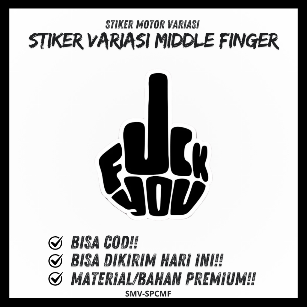 Jual Stiker Hitam Glossy Meme Middle Finger Sticker Fucek Laptop ...