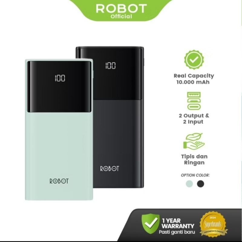Jual ROBOT RT190S 10000mAh Dual Input Type C & Micro 9 Smart Protection ...