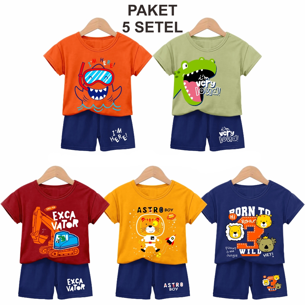 Jual PAKET Baju setelan anak-anak 5 SETEL BOYS dari usia 0-4 tahun ...