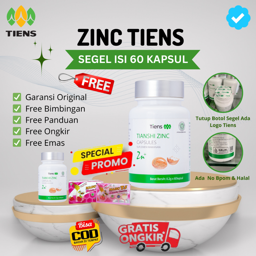 Jual Zinc Tiens Tianshi Original Official Store 60 Kapsul Vitamin Untuk ...