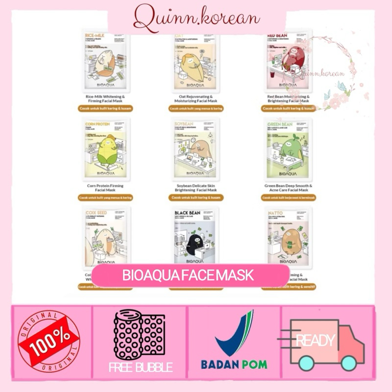 Jual BIOAQUA Masker wajah cereal sheet Mask & biji Buah face mask 25ml ...