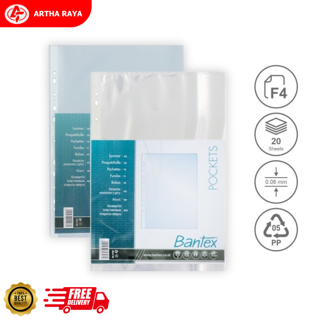 Jual Bantex PP Pocket File Sheet Protector A4 F4 Isi 20 Lembar | Shopee Indonesia