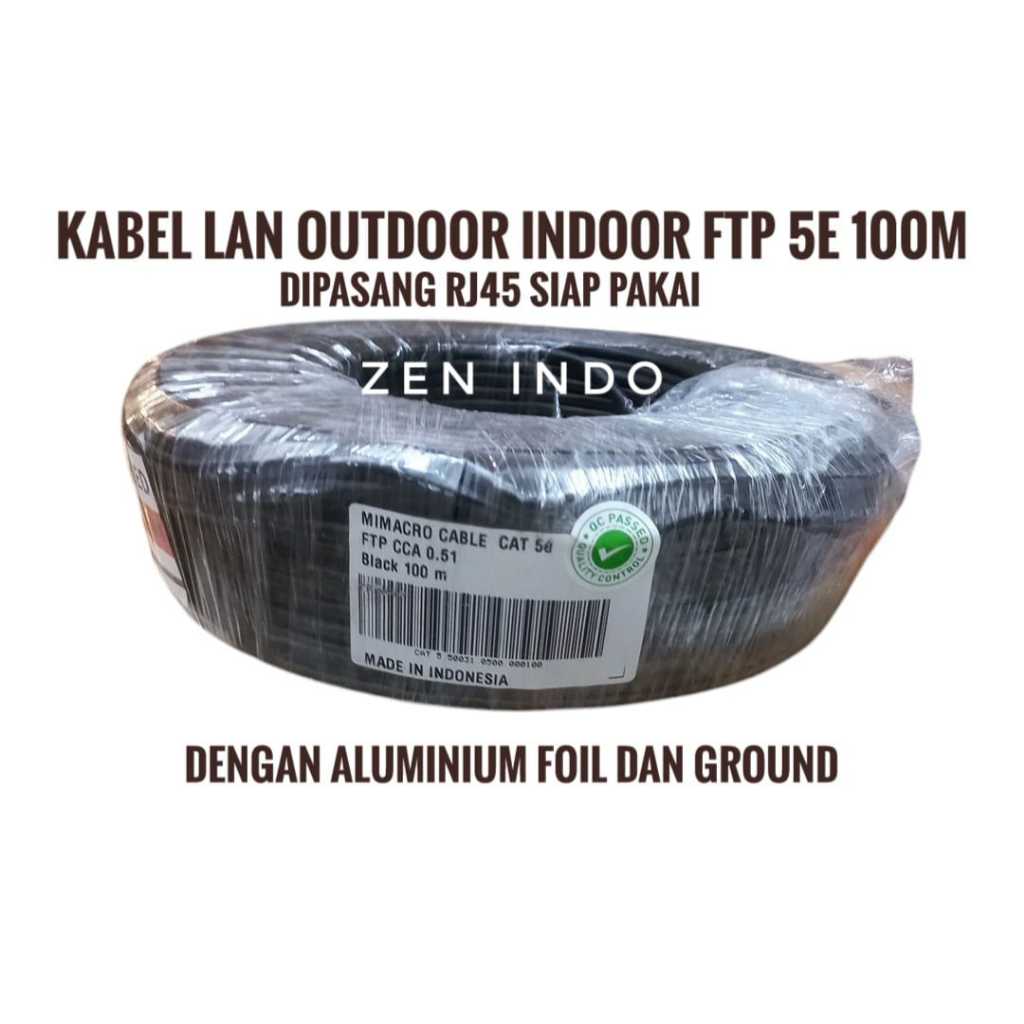 Jual Kabel Lan Outdoor Siap Pakai FTP Cat5e FTP Cat5 5e panjang 100 ...