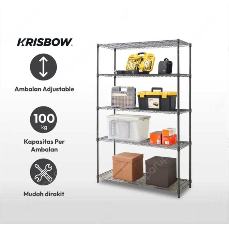 Jual krisbow rak besi wire rack rak kawat gudang adjustable 121 x 45 x ...