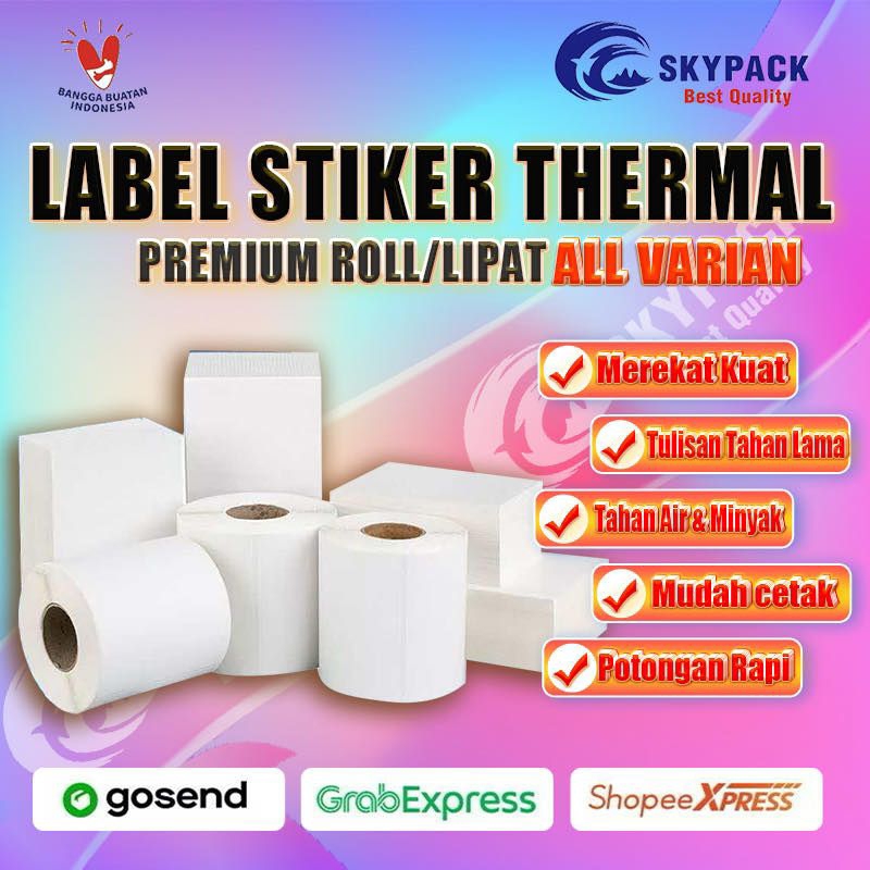 Jual SKYPACK kertas Label Thermal Roll/Lipat Direct Thermal Barcode ...