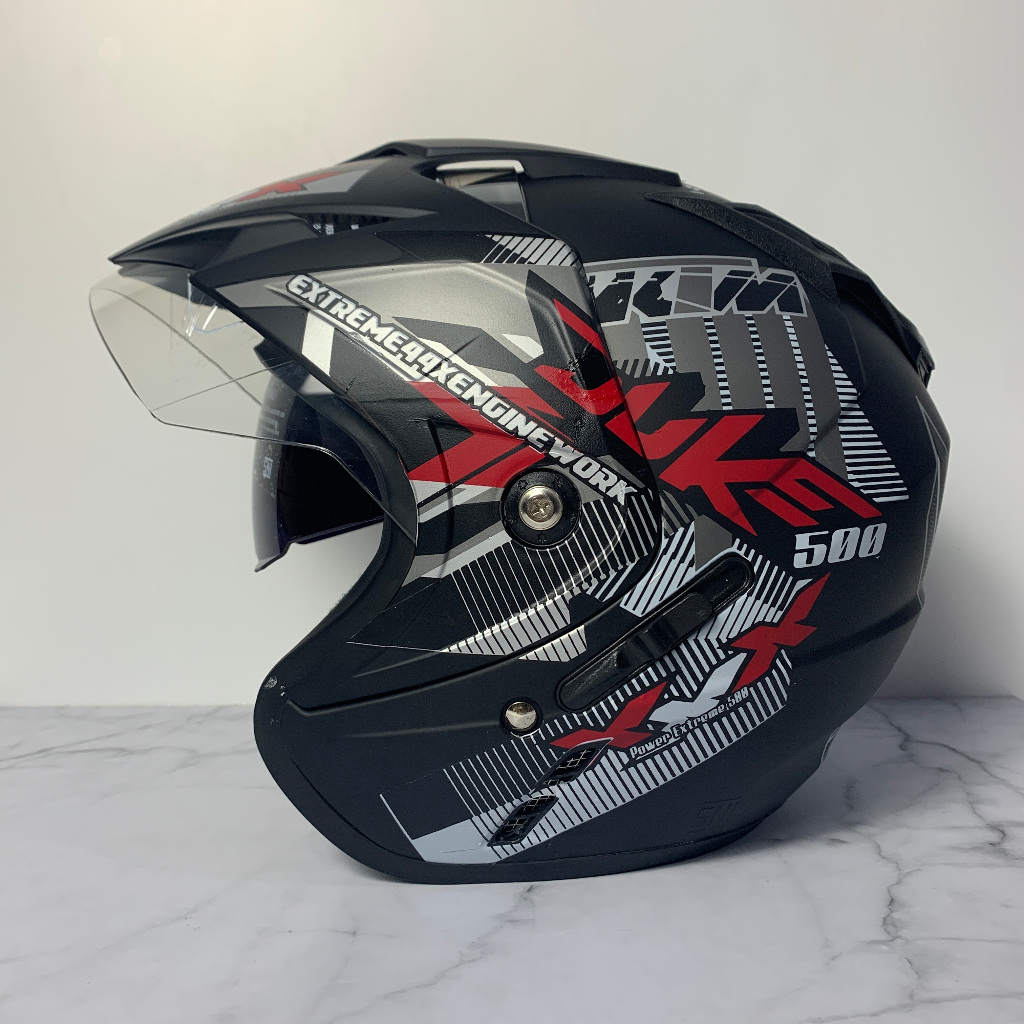 Jual Helm BXP JP7 Juke Merah Doff - Double visor Helem SNI Helmet ...