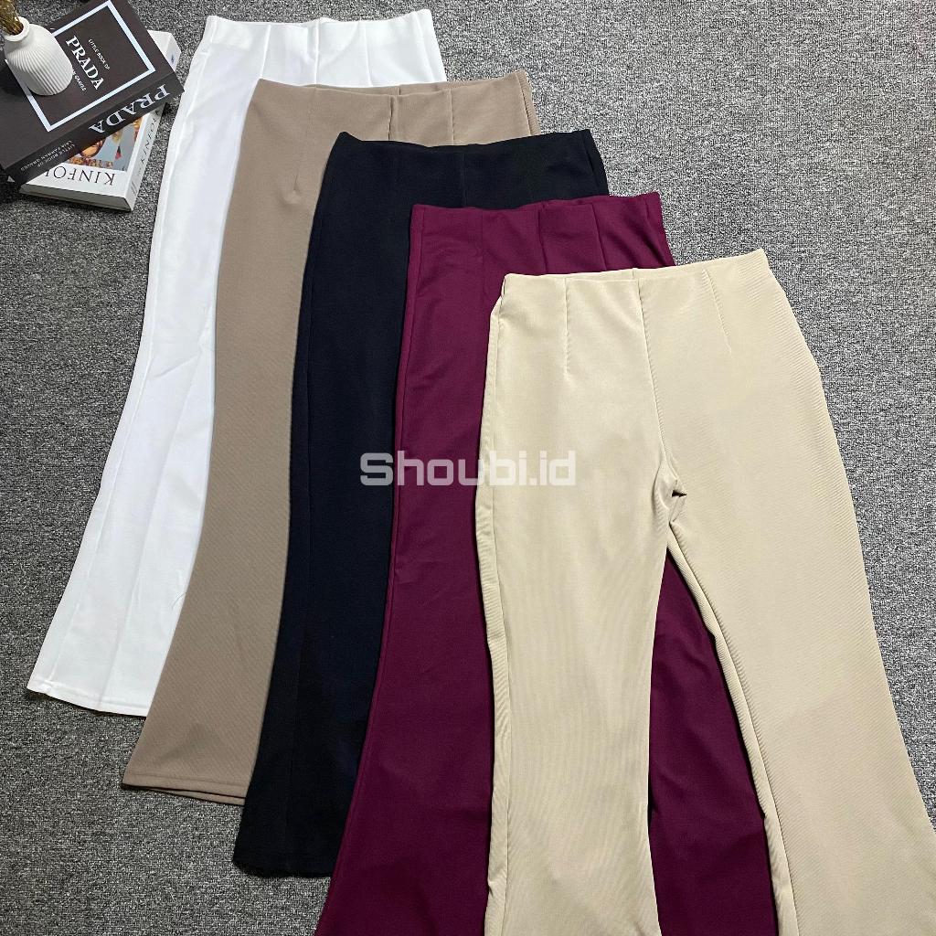 Jual Flare Pants Knit- Highwaist Flare Pants Rib Knit - Celana Kulot Semi Cutbray Wanita Knit ...