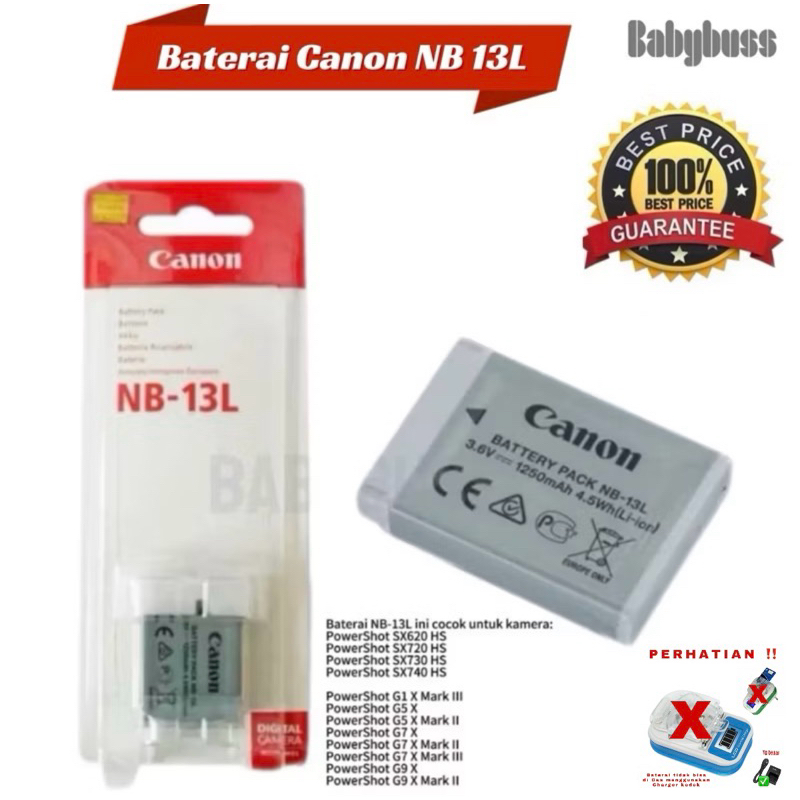 Jual Baterai canon NB -13L compatible Charger CB 2LHT for kamera canon g7x III g7X II g7X ...