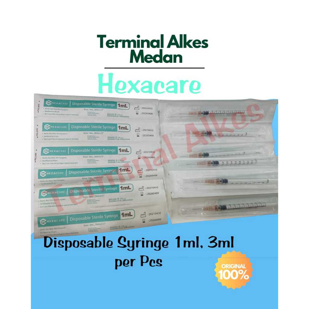Jual Disposable Syringe 1ml,3ml Hexacare per Pcs | Shopee Indonesia