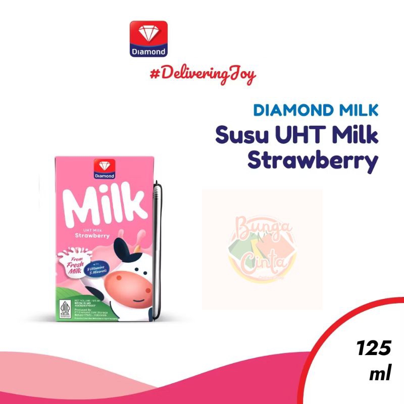 Jual Diamond Milk Susu UHT Strawberry 125 ML - Susu Diamond | Shopee Indonesia