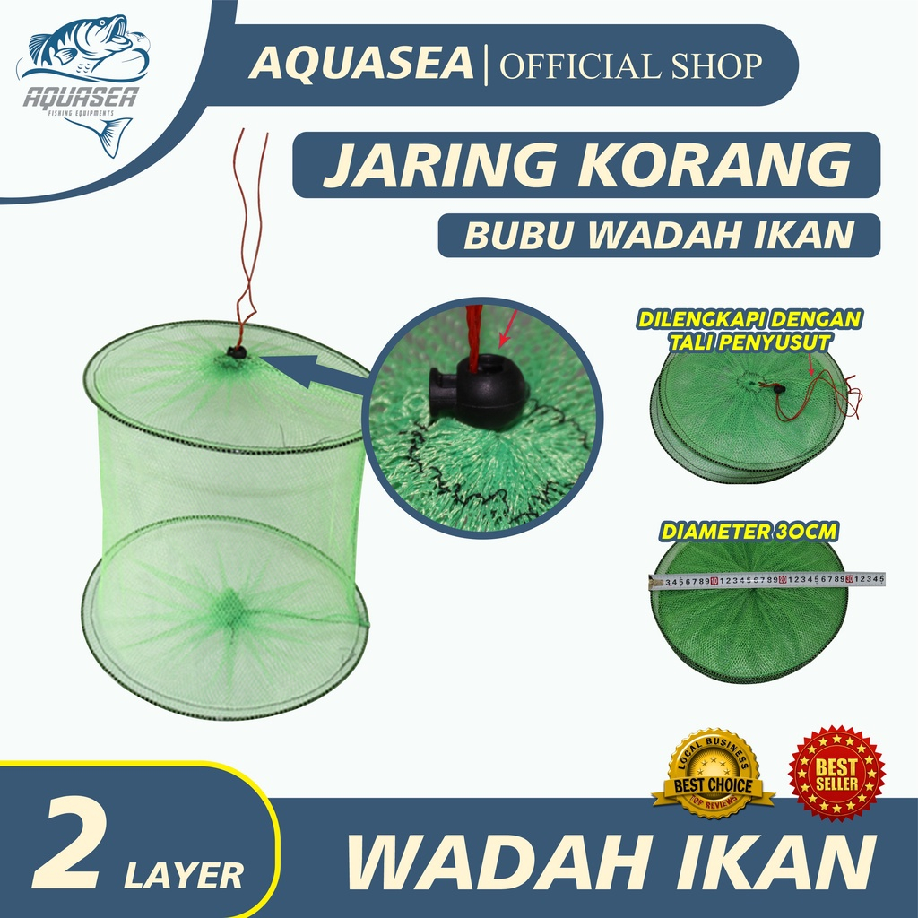 Jual AQUASEA Jaring Korang Wadah ikan 2 Layer tempat Ikan bubu bulat ...