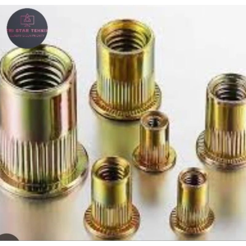 Jual Mur Rivet nut M5 besi kuning Rivet nut M5 besi putih Rivet nut M5 alumunium Rivet nut M5 ...