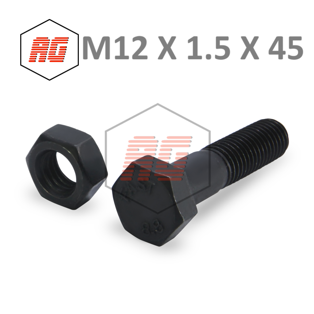 Jual BAUT BAJA HTB GRADE 8.8 + MUR|8| UNF M12 X 1.5 X 45 | Shopee Indonesia