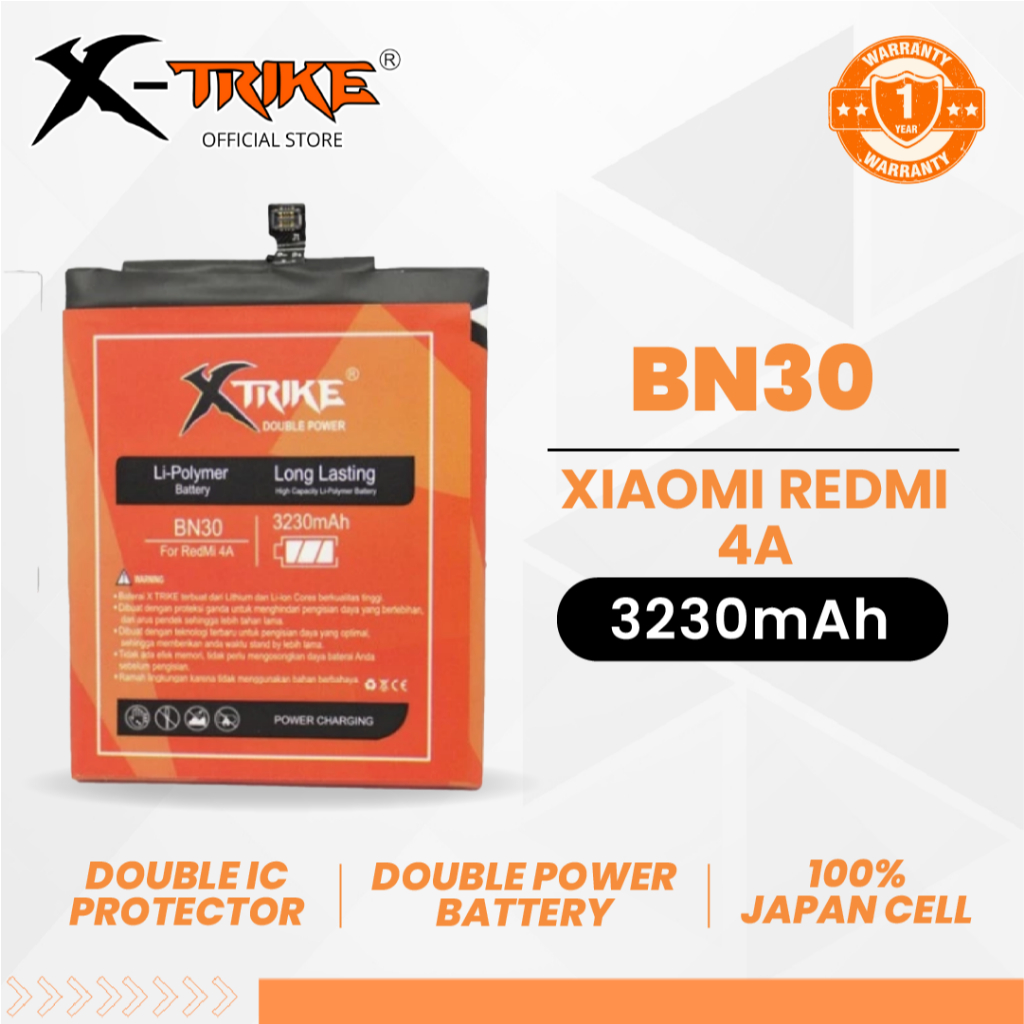 Jual XTRIKE Baterai Xiaomi Redmi 4A BN30 Double Power | Shopee Indonesia