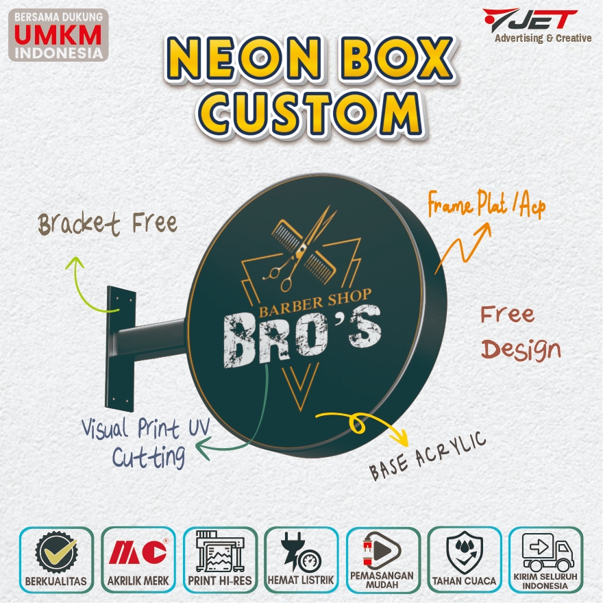 Jual Neon Box Custom Bulat Premium 35cm 45cm 55cm 65cm Akrilik LED ...