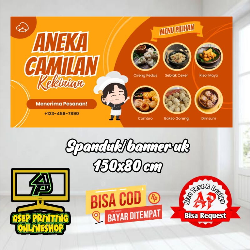 Jual Spanduk/banner Aneka Cemilan Cocok Buat promosi Jualan anda Ukuran ...
