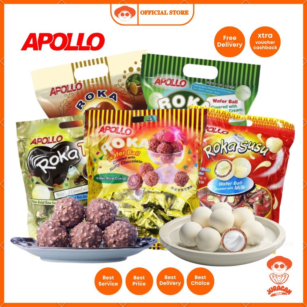 Jual Apollo Roka Wafer Ball 50pcs 300gram/250gram All Varian Cokelat ...