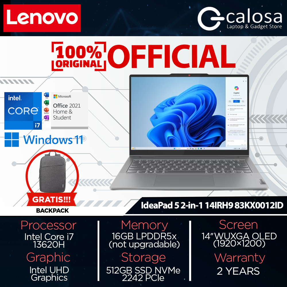 Jual Lenovo IdeaPad 5 2-in-1 14IRH9 (83KX0011ID / 83KX0012ID) Core i7 ...
