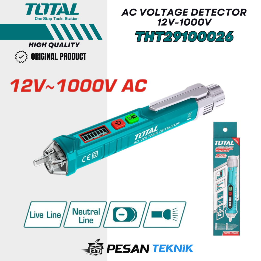 Jual Alat AC Voltage Detector 12V - 1000V Alat Detektor tegangan TOTAL ...